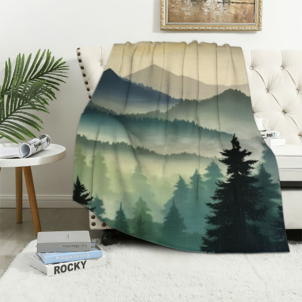 YANMS Soft Plush Blankets Nature Landscape Mountain Forest and Lake ...