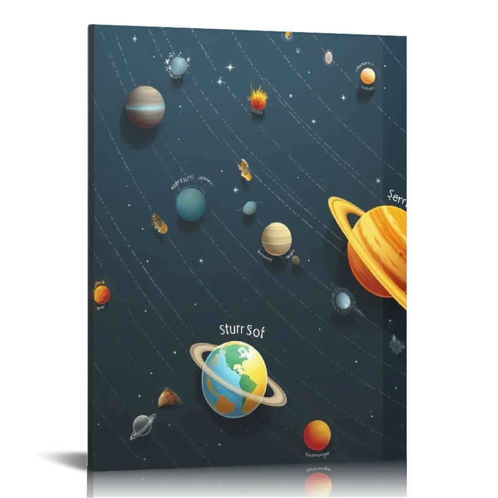 COMIO Solar System Canvas Wall Art Decor, Space Themed Galaxy Astronaut ...