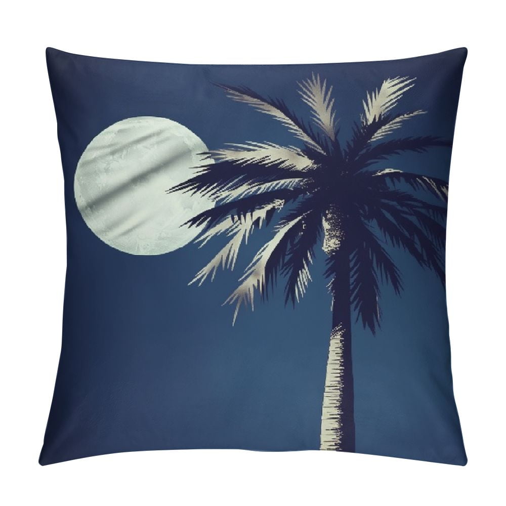 COMIO South Carolina Pillow Sham, Palm Tree Moon State Flags Pattern on ...