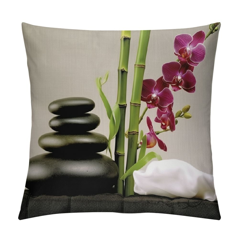 COMIO Spa Themed Throw Pillow Cushion Cover, Orchid Flowers in Fuchsia ...