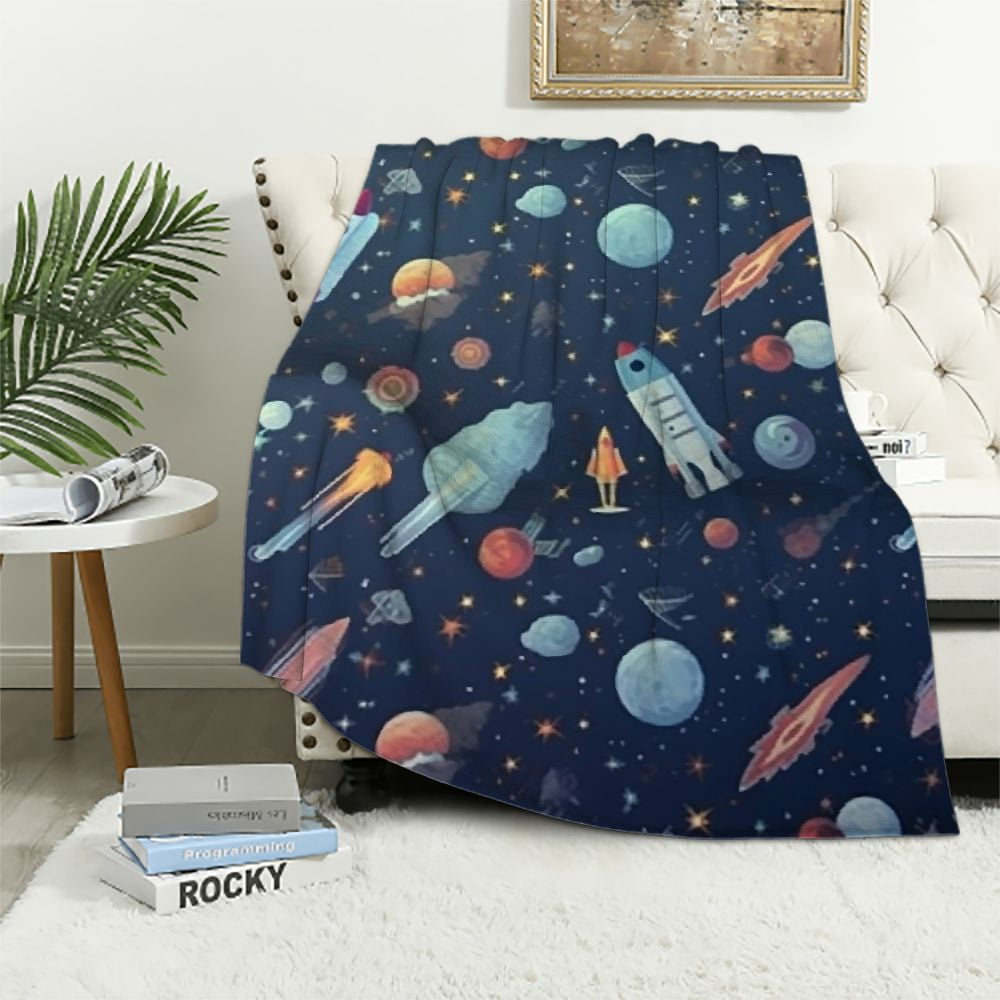 COMIO Space Astronaut Throw Blanket Soft Plush Flannel Blanket for Baby ...