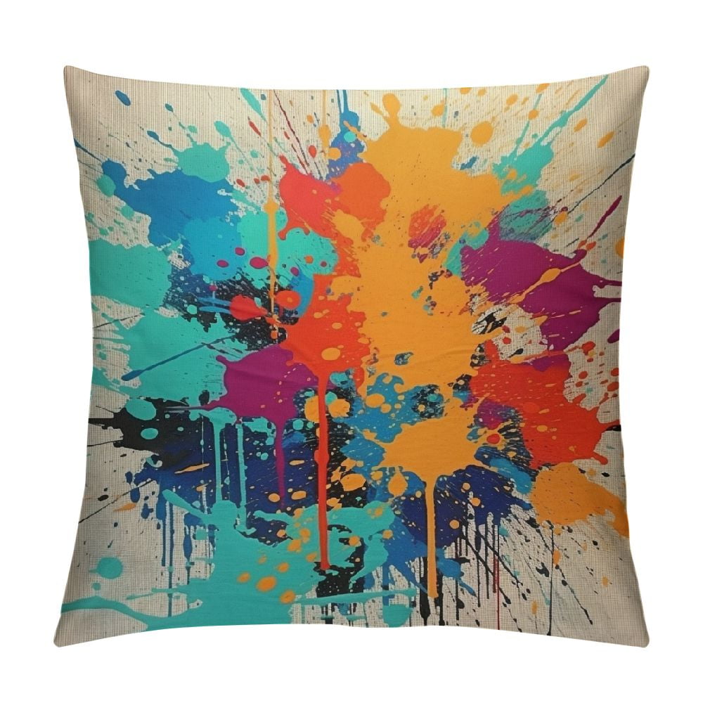COMIO Splash Ink Graffiti Throw Pillow Cushion Covers Color Background ...