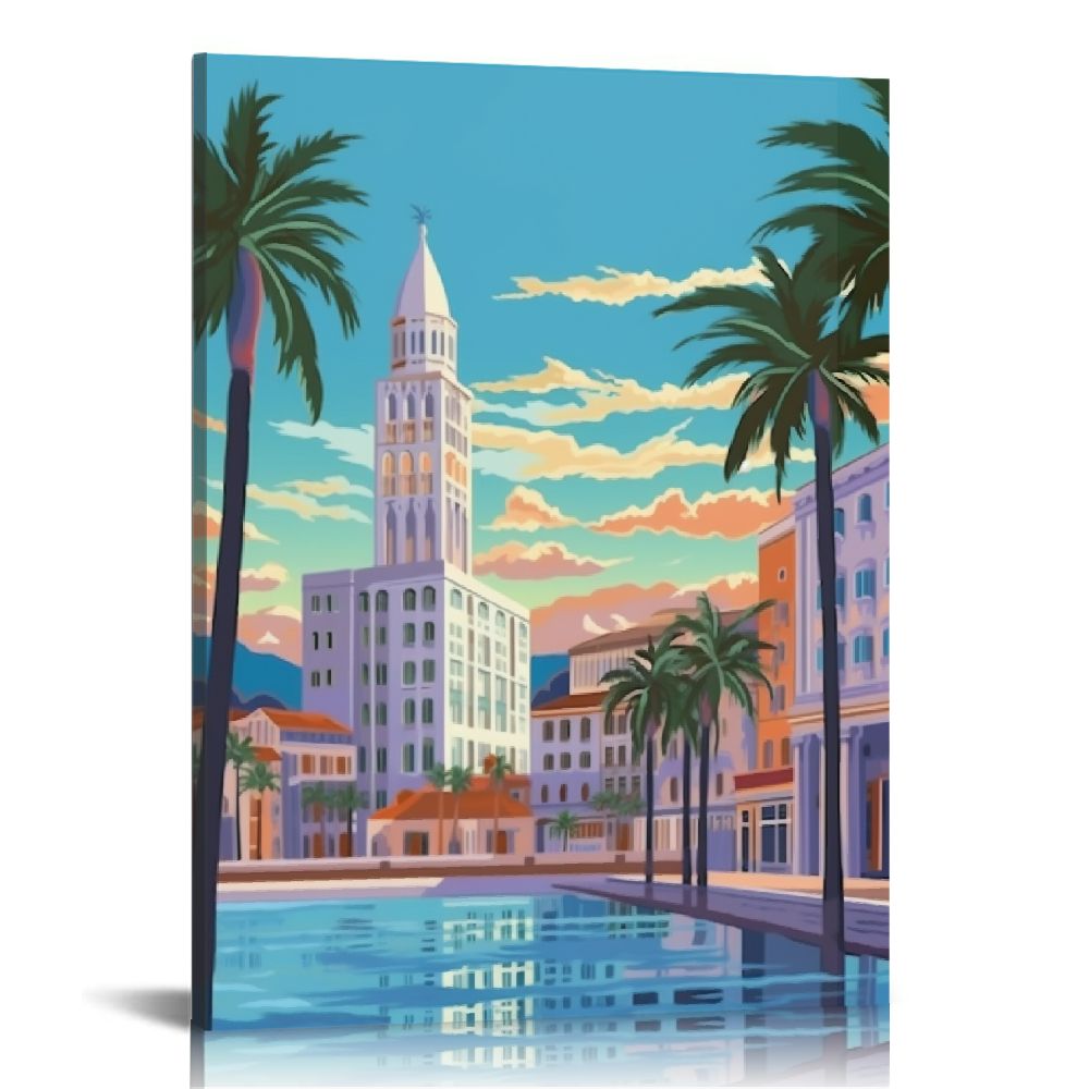 COMIO Split Croatia Vintage Travel Posters Landscape Modern Canvas Wall ...