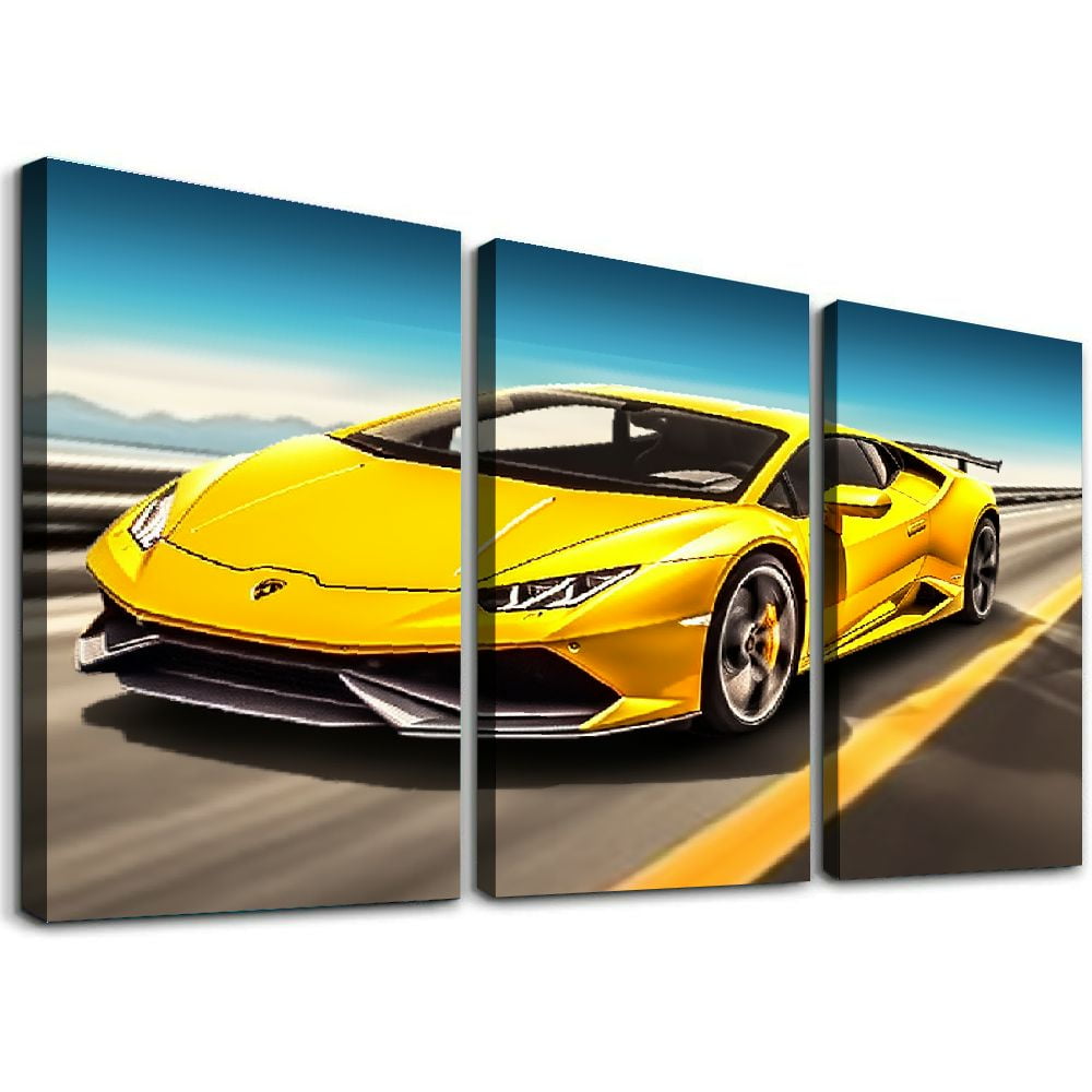COMIO Sports Car Canvas Wall Art: Colorful Supercar by The Beach ...