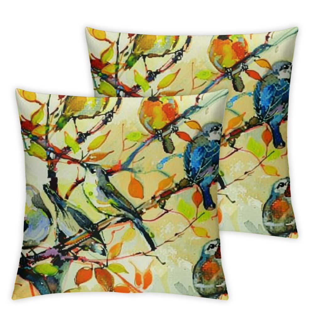 COMIO Spring Birds Throw Pillow Covers Outdoor Farmhouse Birds Pillow ...