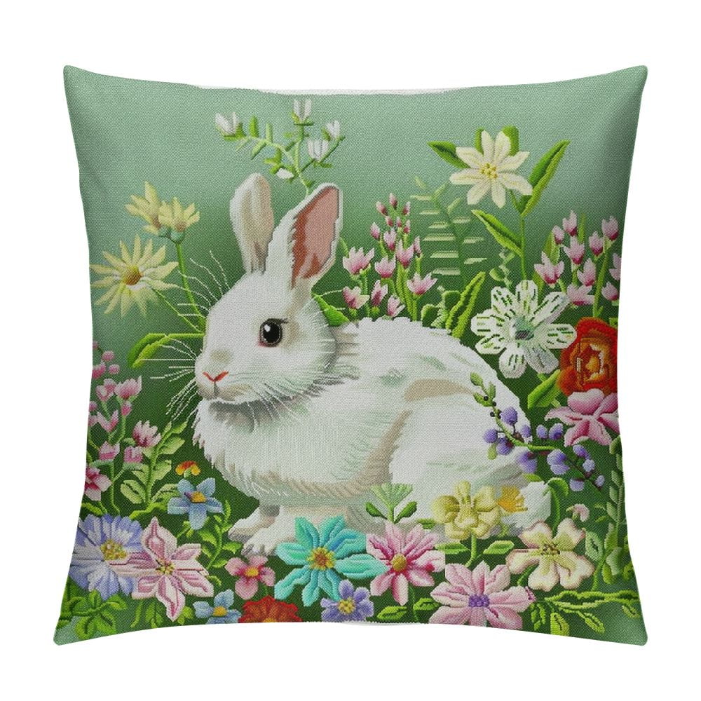 COMIO Spring Bunny Throw Pillow Covers Rabbit Spring Decorative Pillows ...