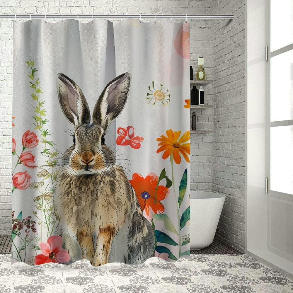 COMIO Spring Easter Shower Curtains for Bathroom Cute Rabbit Bunny ...