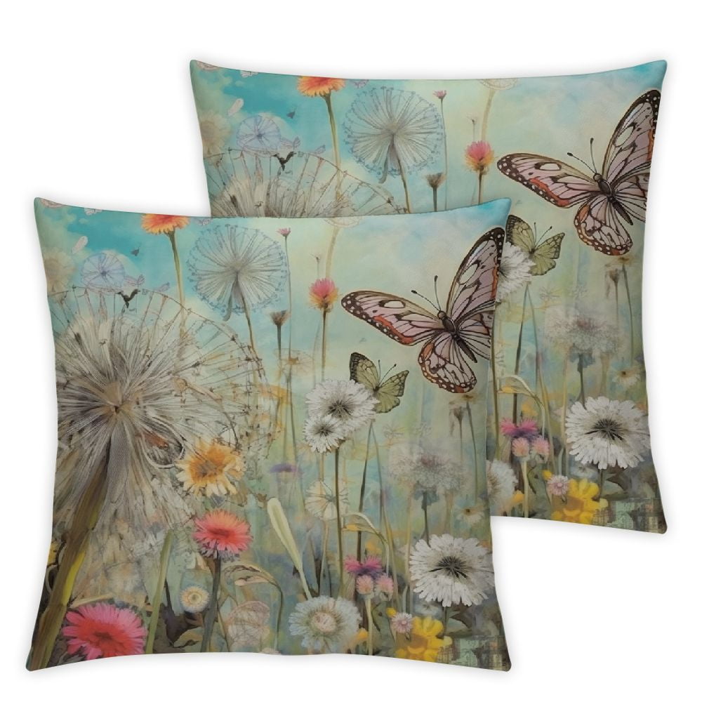 COMIO Spring Floral Throw Pillow Cover Beautiful Flower Butterfly ...
