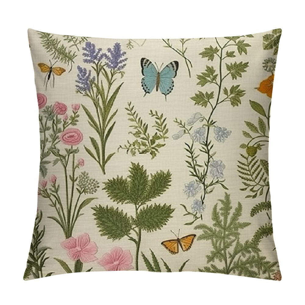 COMIO Spring Flower Pillow Covers Rustic Sage Green Floral Throw Pillow ...