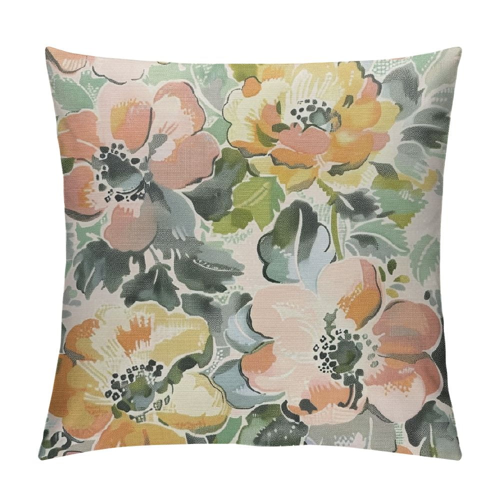 COMIO Spring Flowers Hummingbird Orange Throw Pillow Covers, Watercolor ...