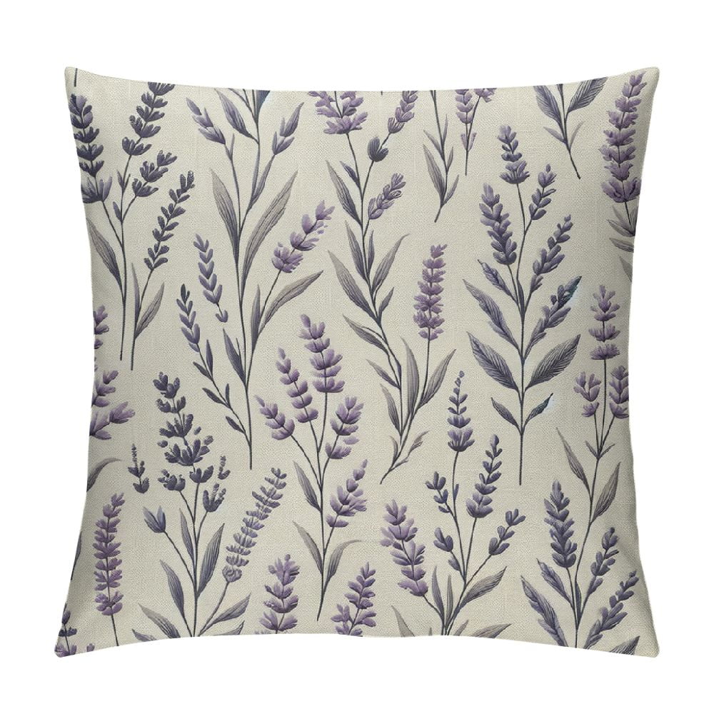 COMIO Spring Lavender Pillow Cover, Farmhouse Purple Lavender Floral ...