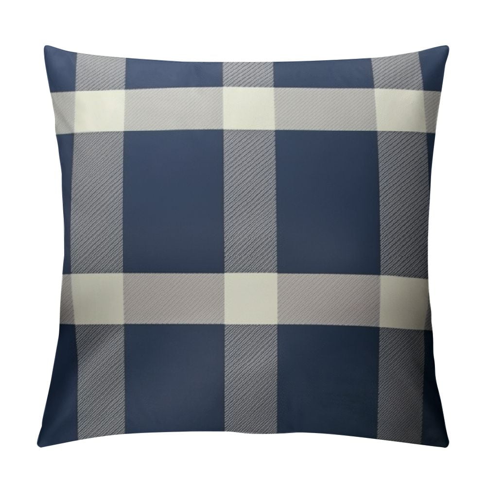 COMIO Spring Navy Blue and White Buffalo Check Throw Pillows Cover ...