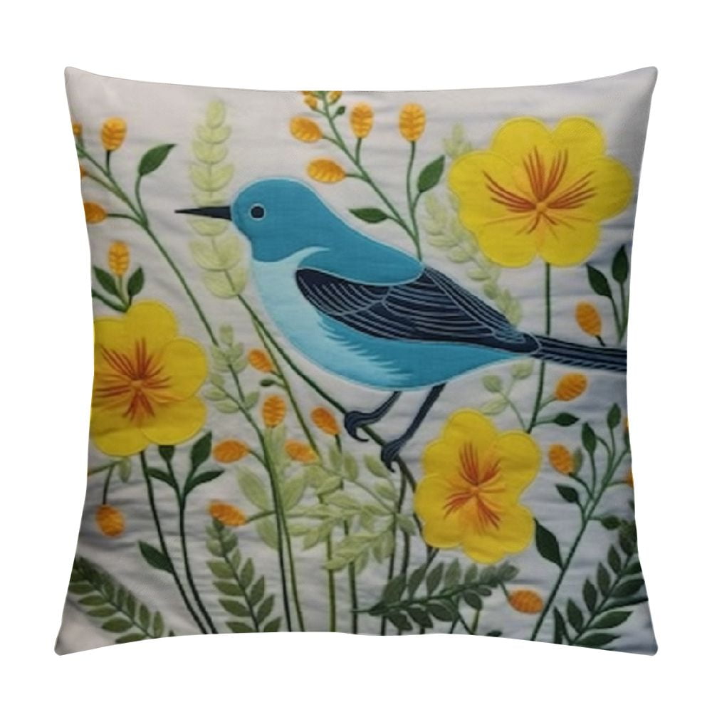COMIO Spring Outdoor Pillow Covers Farmhouse Decorative Spring Bird and ...