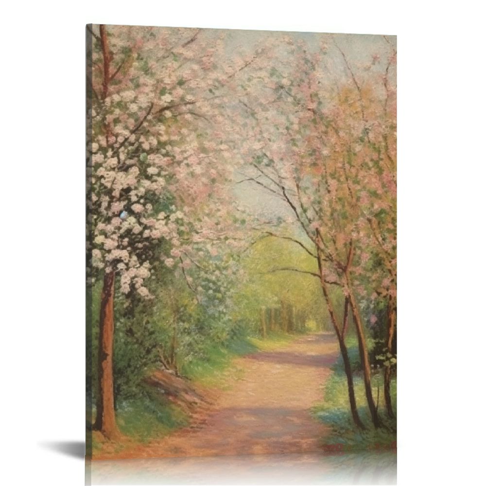 COMIO Spring Peach Tree Blossom Canvas Wall Art Print Vintage Spring ...