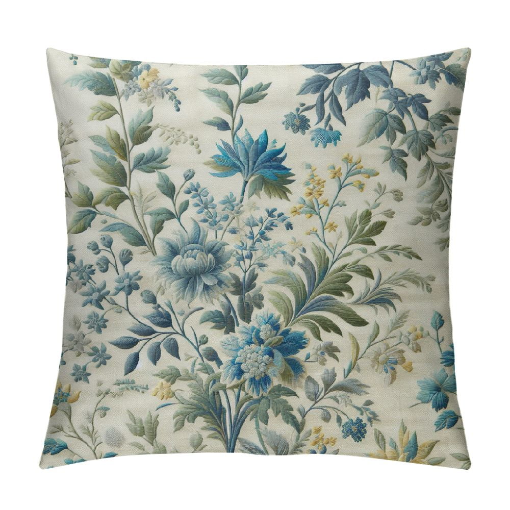 Comio Spring Pillow Covers Blue Teal Wild Flower Plant Throw Pillows