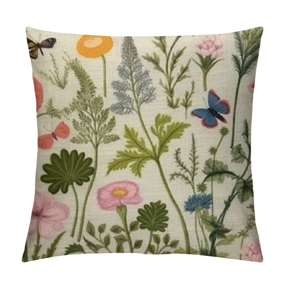 Comio Spring Pillow Covers Wildflower Sage Green Decorations Throw