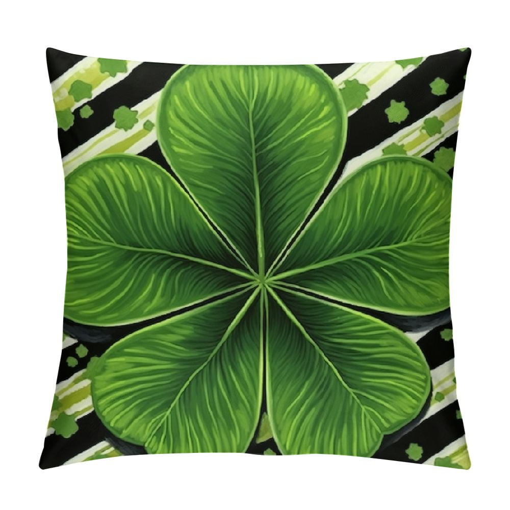 QZHH Spring St Patricks Day Decorations Pillow Covers,Black Stripes ...