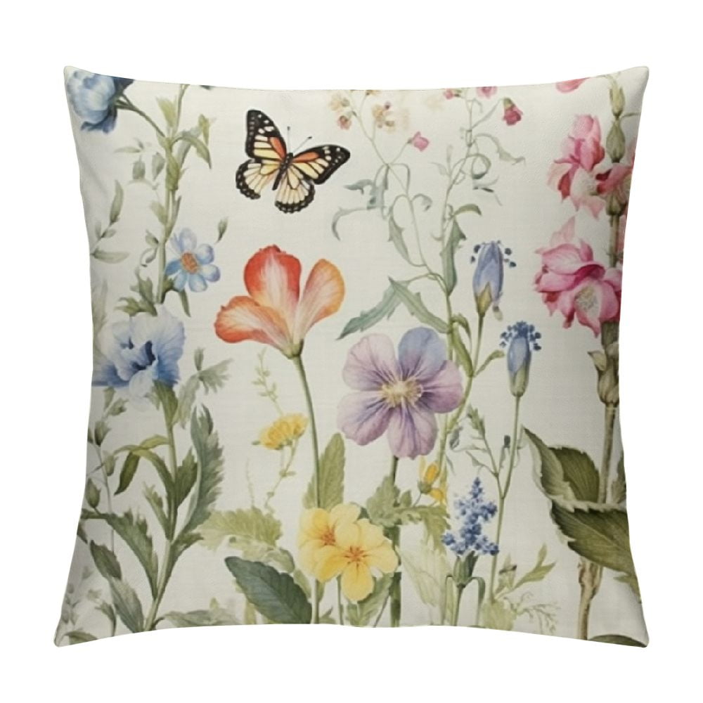 COMIO Spring Summer Floral Pillow Covers Sage Green Wild Flower Leaf ...