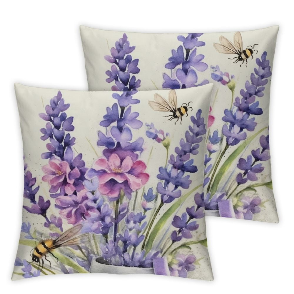 COMIO Spring Summer Lavender Flowers Decorative Throw Pillow Covers Set ...
