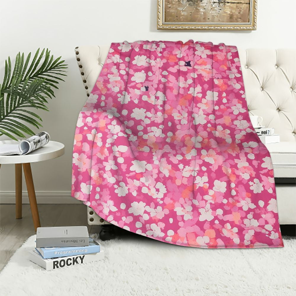 COMIO Spring Throw Blanket, Tropical Frangipani Flowers Pattern ...