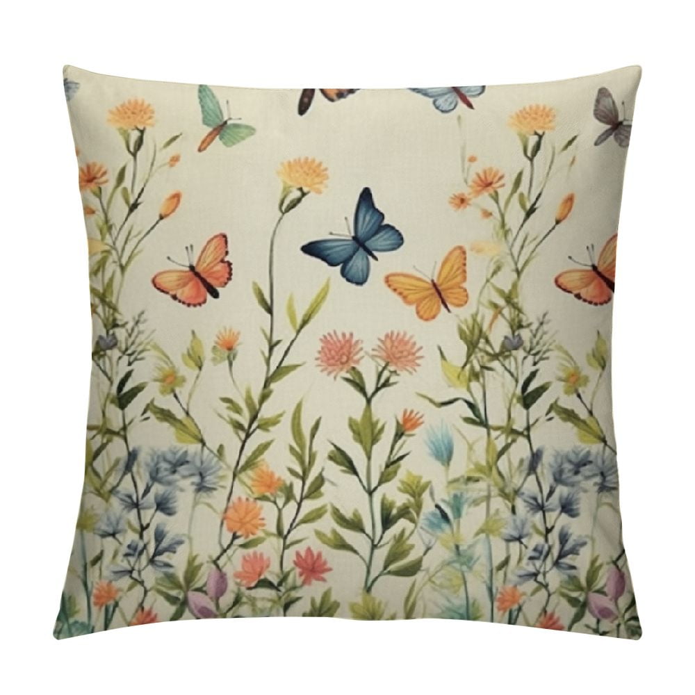 COMIO Spring Wildflowers Throw Pillow CoversFlower Holiday Cushion Case ...