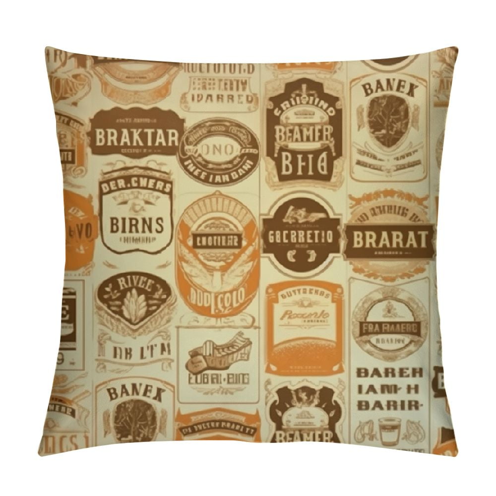 COMIO Square Throw Pillows Cover Theme of Beer Wooden Barrels ...
