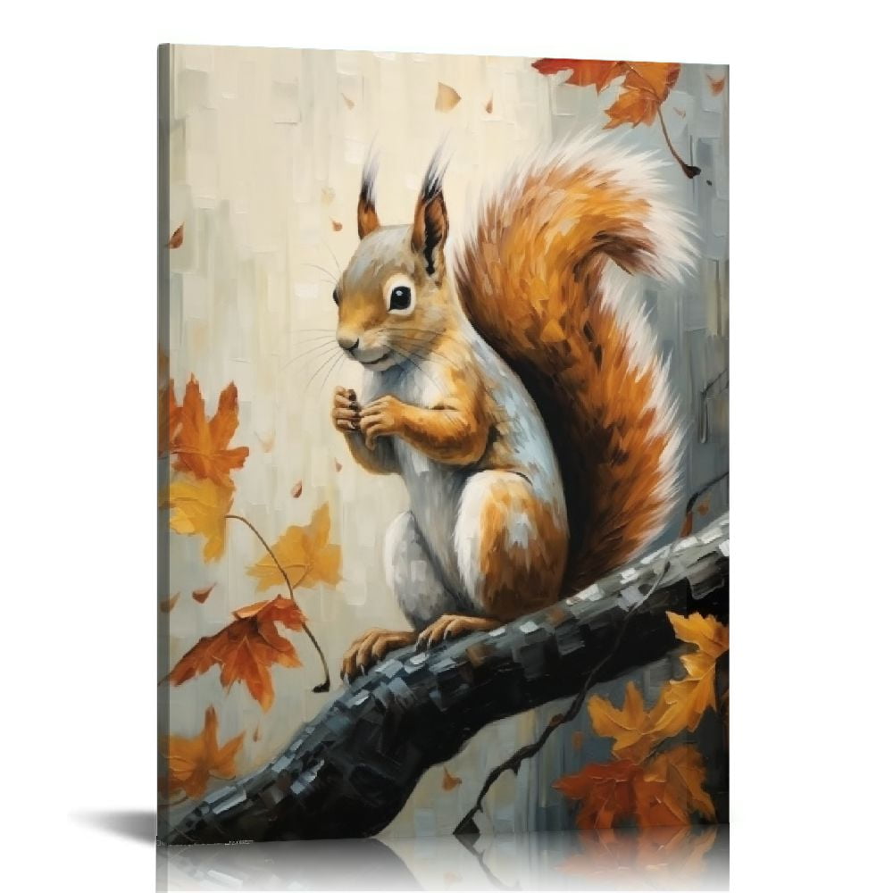 COMIO Squirrel Art Print, Animal Painting Wall Art Abstract Artwork ...