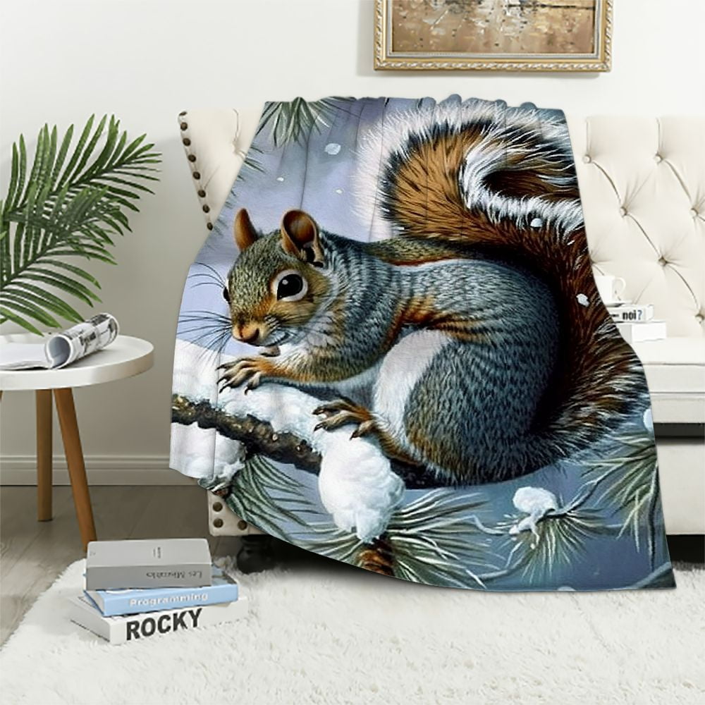 COMIO Squirrel Blanket Cute Animal Blanket Soft Fuzzy Plush Throw ...