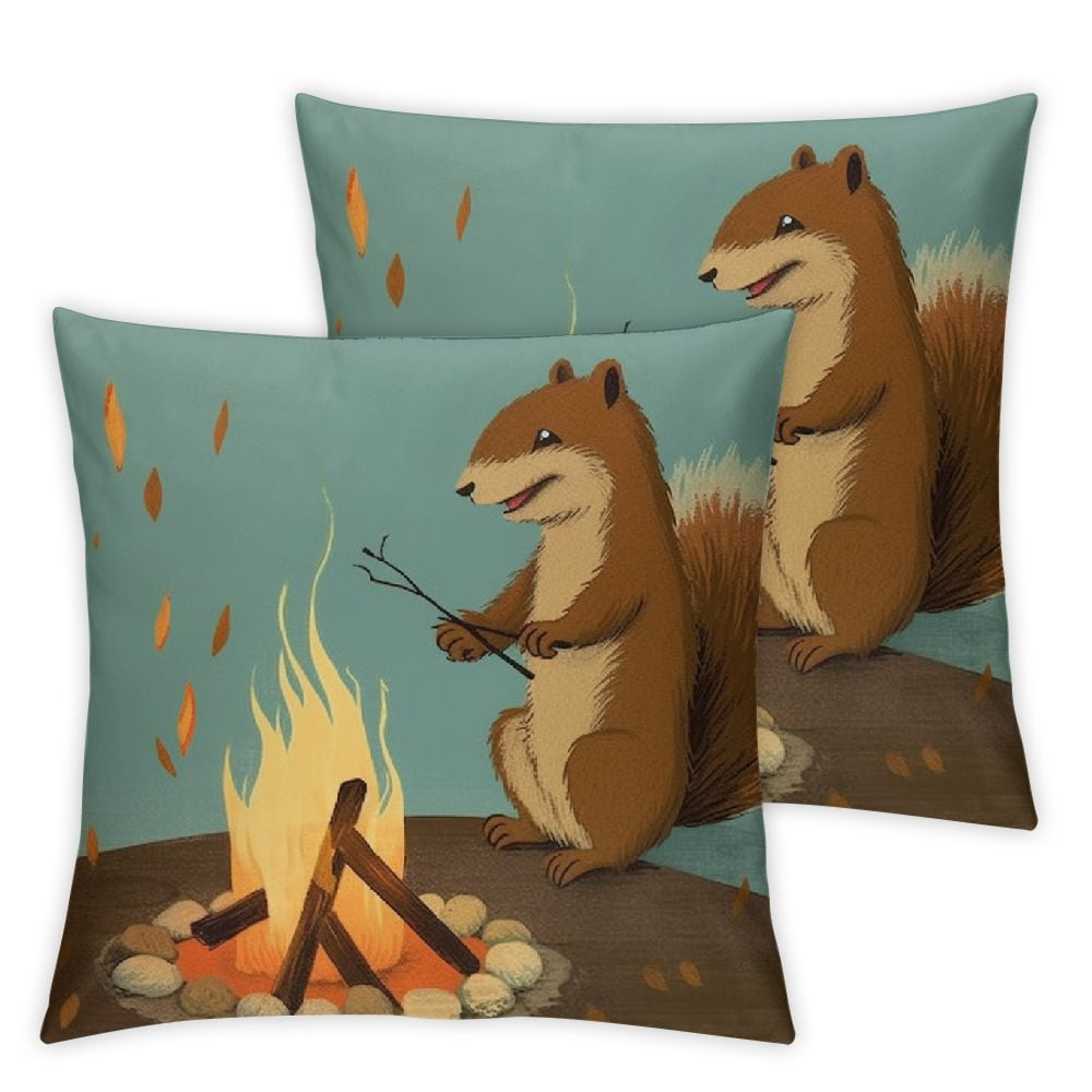 COMIO Squirrel Throw Pillow Cover Cute Smiling Squirrel with ...