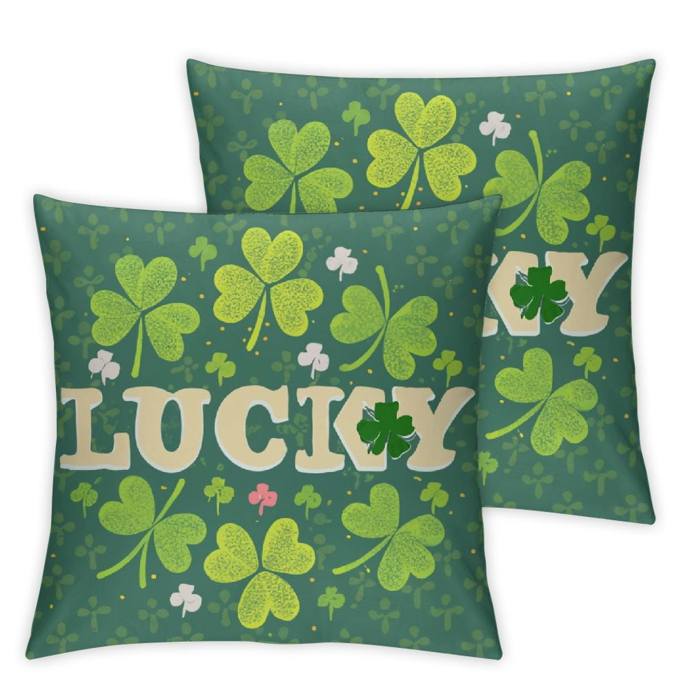 COMIO St Patricks Day Lucky Clover White Throw Pillow Cover, Shamrock ...