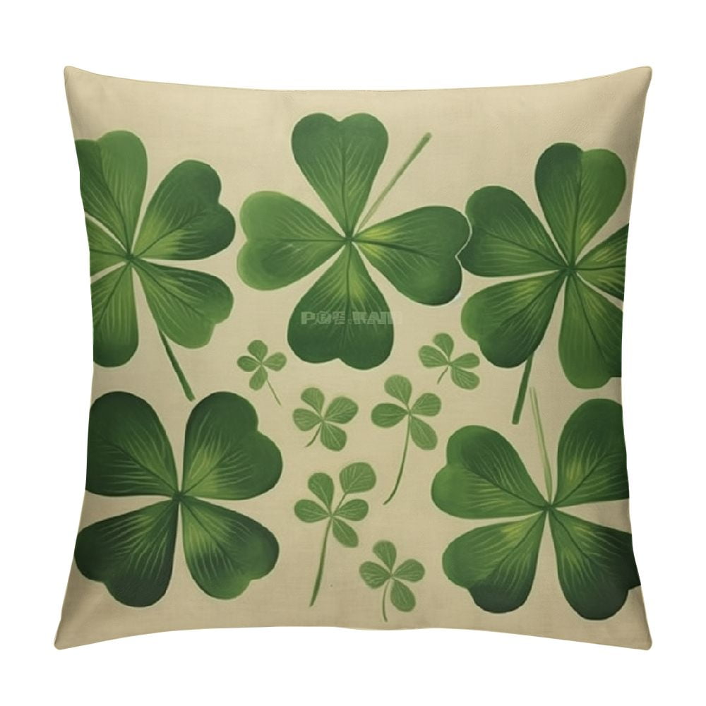 COMIO St Patricks Lucky Clover Lumbar Throw Pillow Cover, Shamrock ...