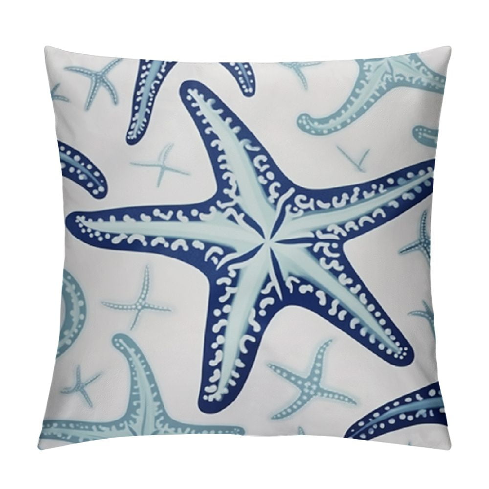 COMIO Starfish Pillow Covers Summer Beach Themed Blue Coastal Pillows ...