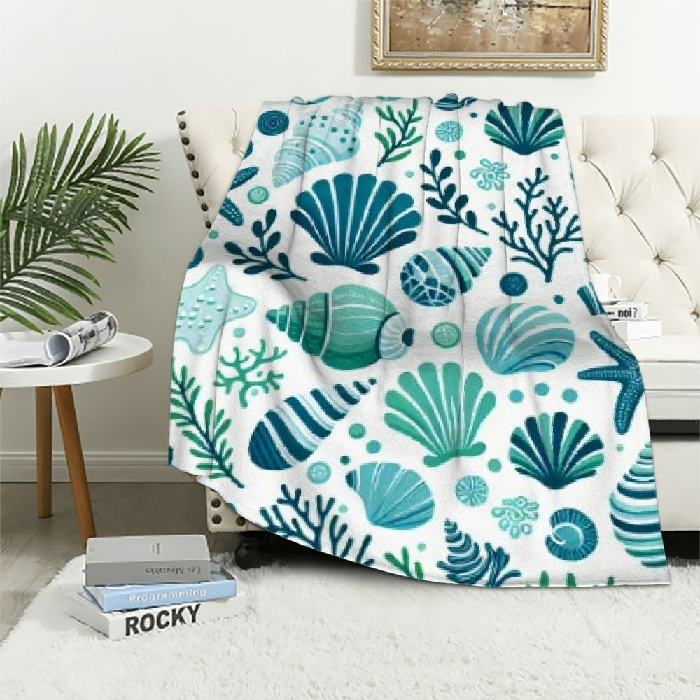COMIO Starfish Sherpa Blanket Ocean Marine Themed Throw Blanket for ...