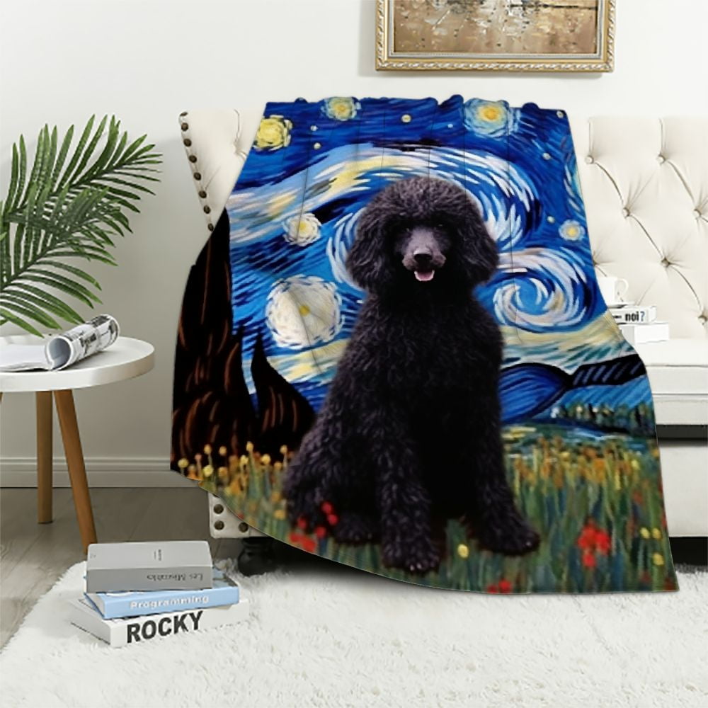 COMIO Starry Night Black Poodle (ST Throw Blanket Super Soft Plush ...
