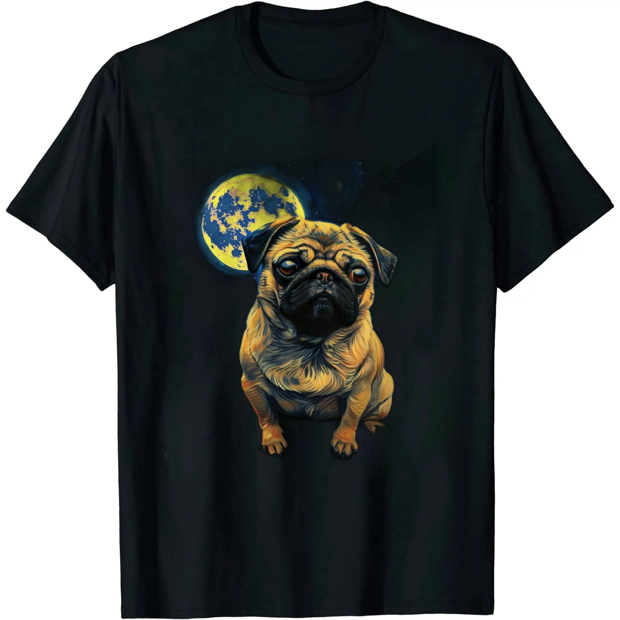 COMIO Starry Night Pug Dog Van Gogh Sky Painting Art Pug Lovers T-Shirt ...