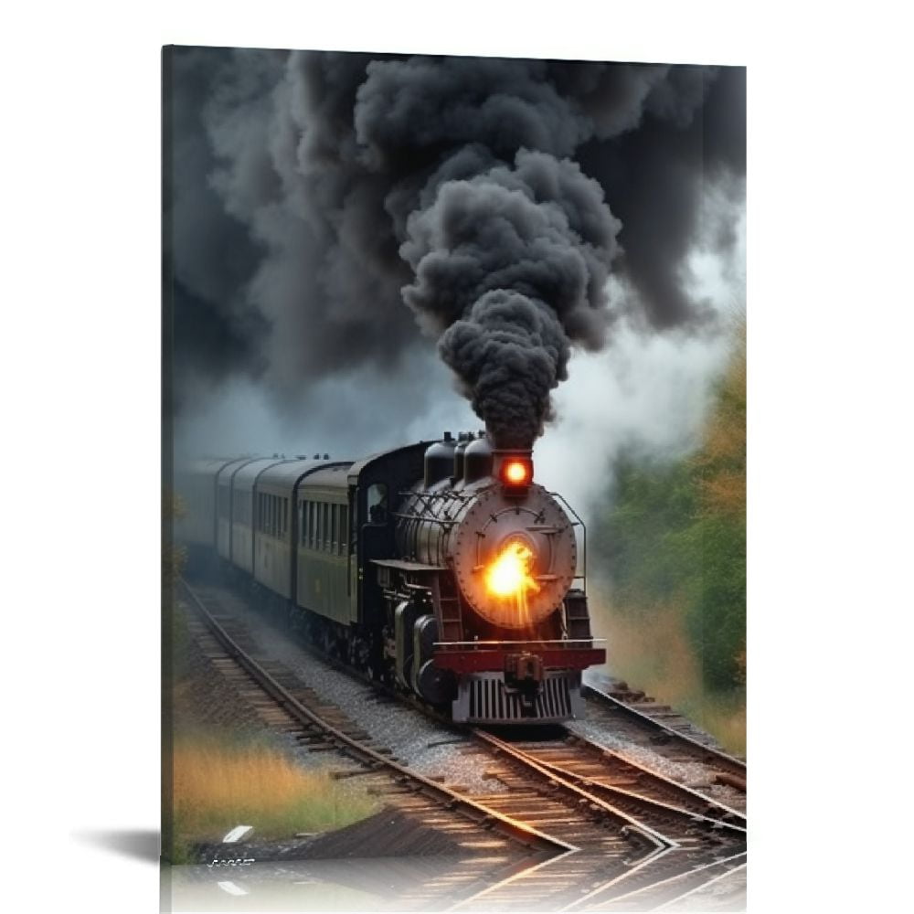 COMIO Steam Locomotive Engine Railway Canvas Decorative Painting Poster ...