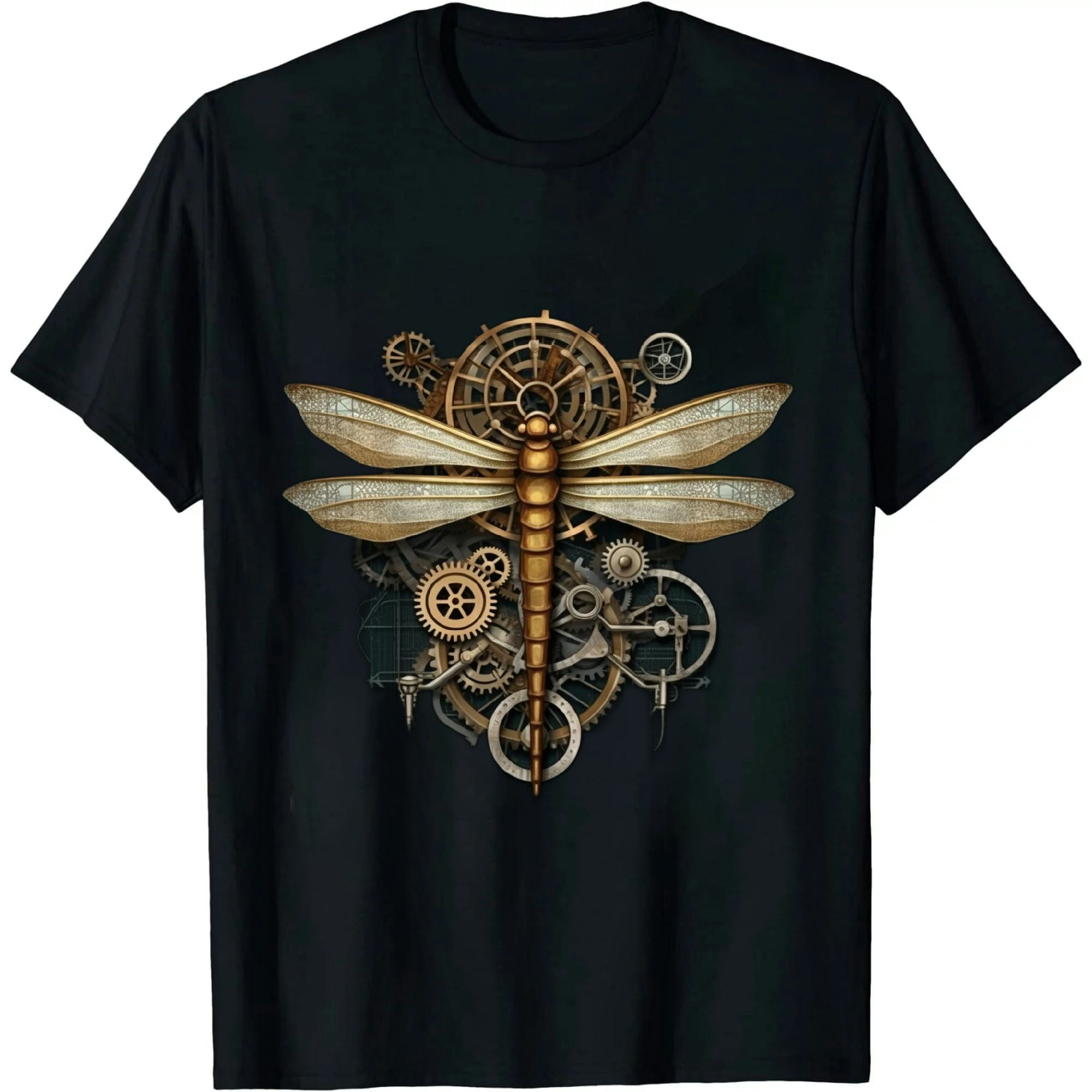 COMIO Steampunk Dragonfly T-Shirt Vintage Gears Goth Men Women ...