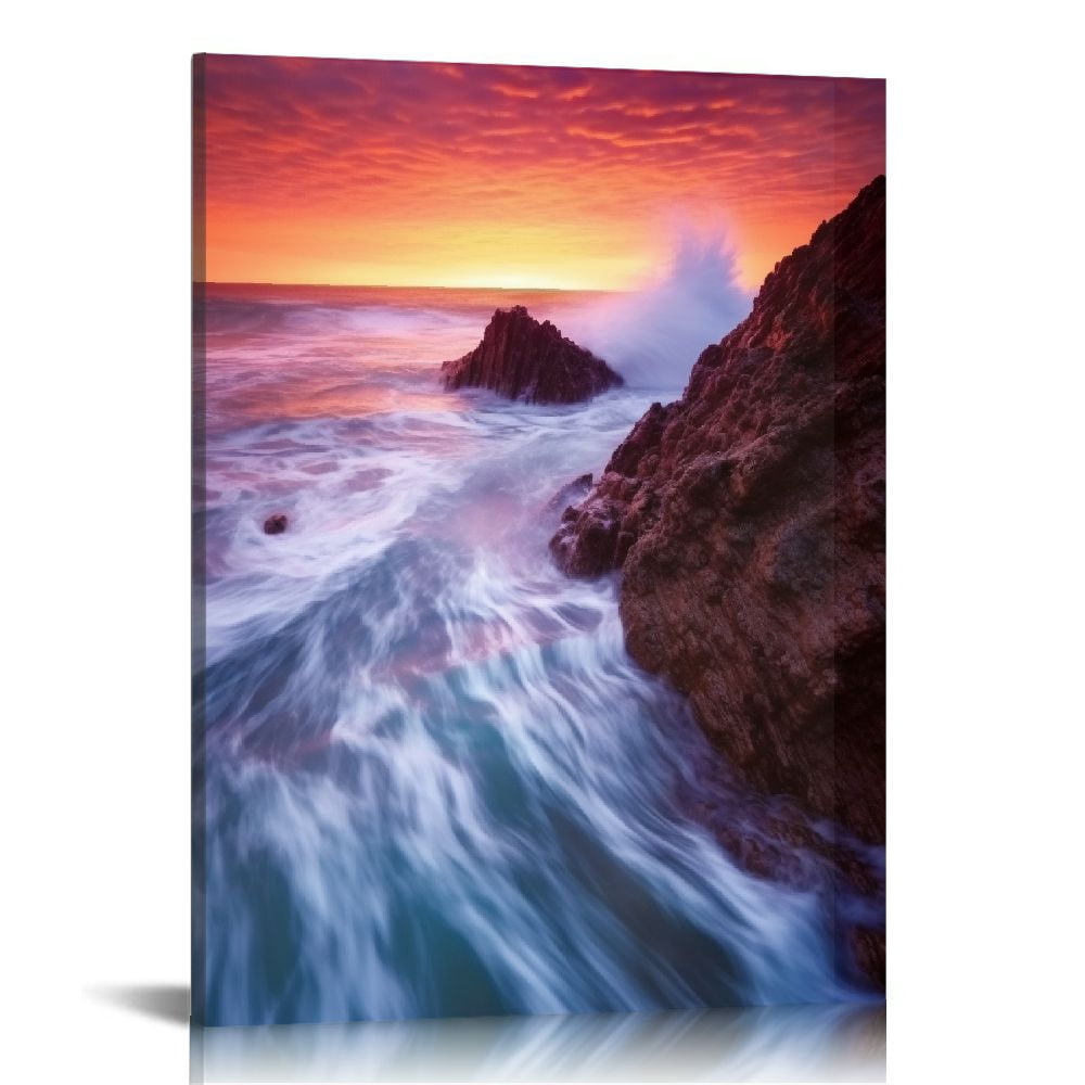 COMIO Stormy Seashore with Colorful Sky Beach Canvas Wall Art - Walmart.com