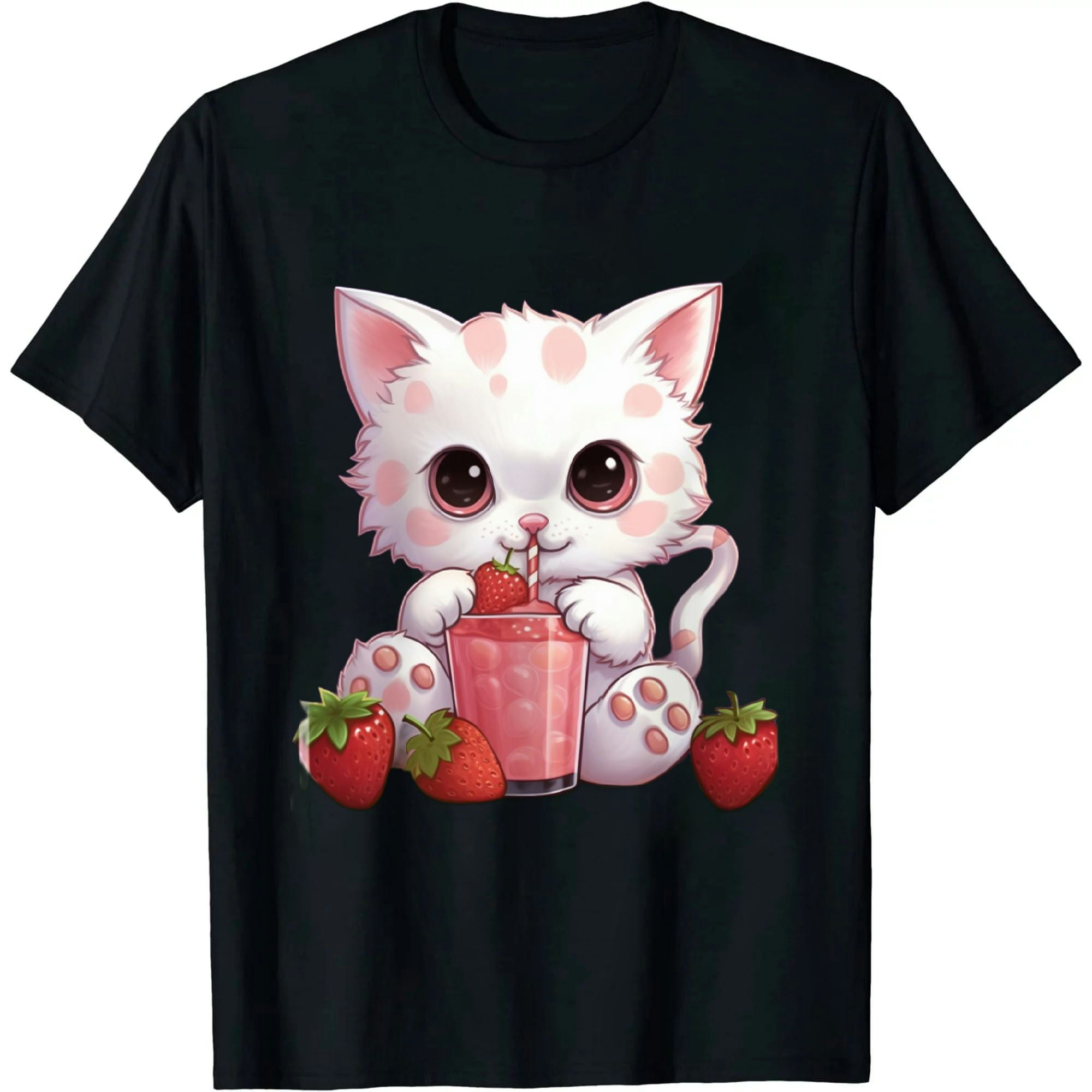 COMIO Strawberry Milkshake Cat For Women Girls, Anime Kawaii Neko T ...