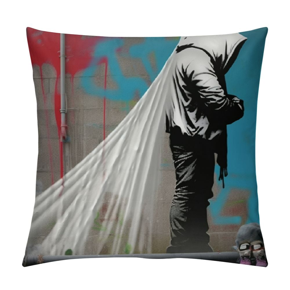 COMIO Street Art Throw Pillow Cover Graffiti Underground Theme Funny ...