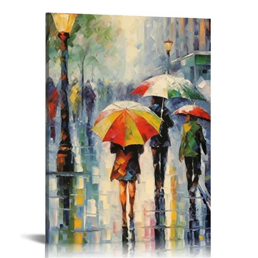 MLJA Street View Canvas Pictures City Oil Painting Luxury Style Canvas ...