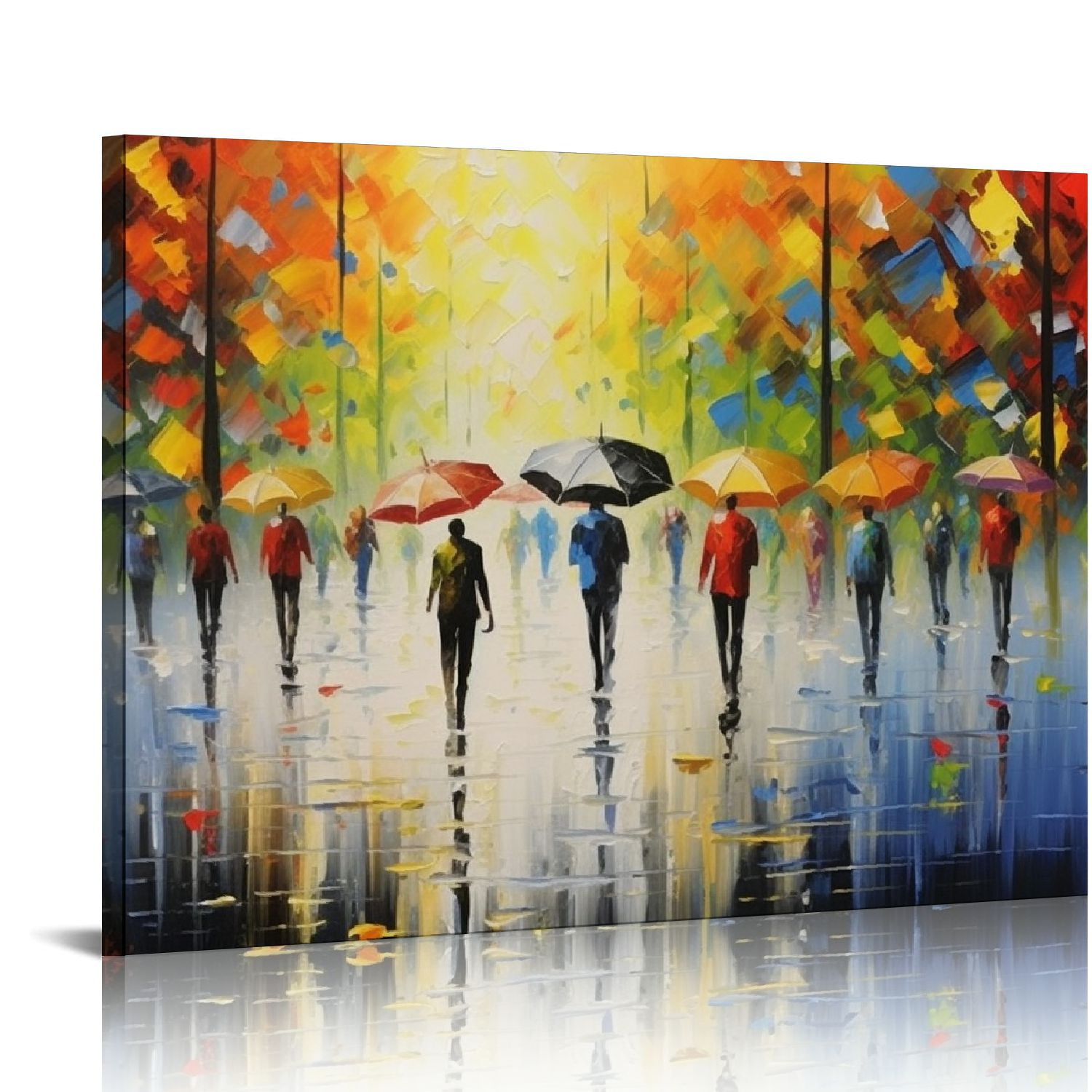 COMIO Streetwalk Textured Abstract Landscape Painting on Canvas ...