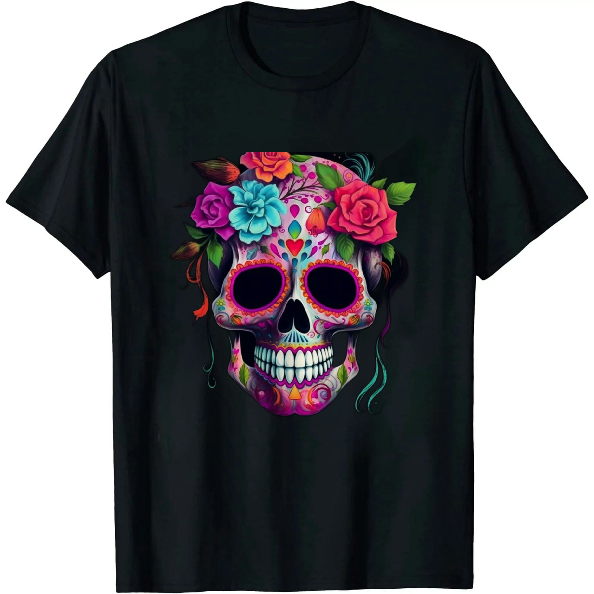 COMIO Sugar Skull Day Of The Dead Cool Bone Head Skulls T-Shirt ...