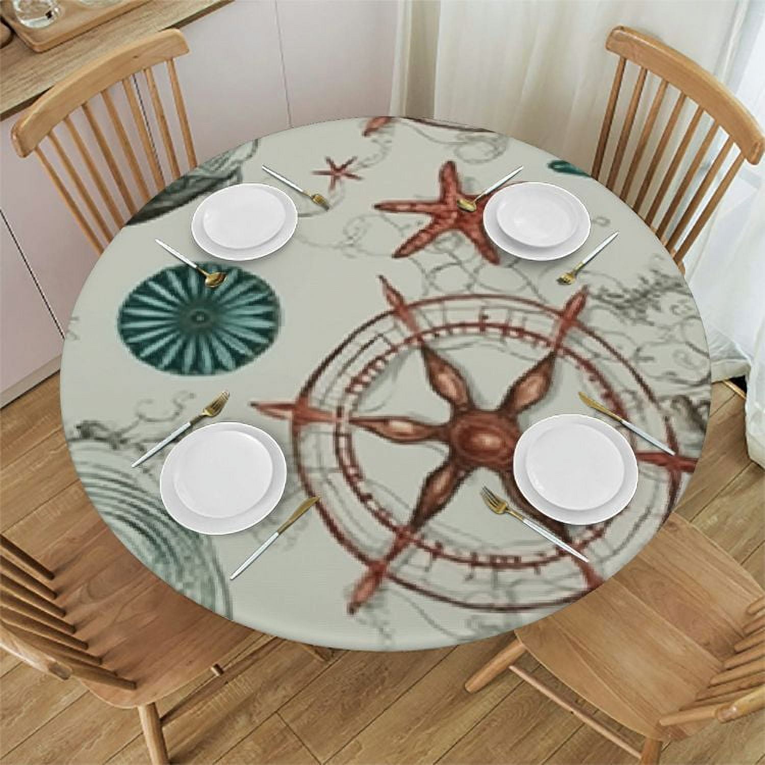 COMIO Summer Beach Starfish Round Tablecloth Blue Sea Summer Theme ...