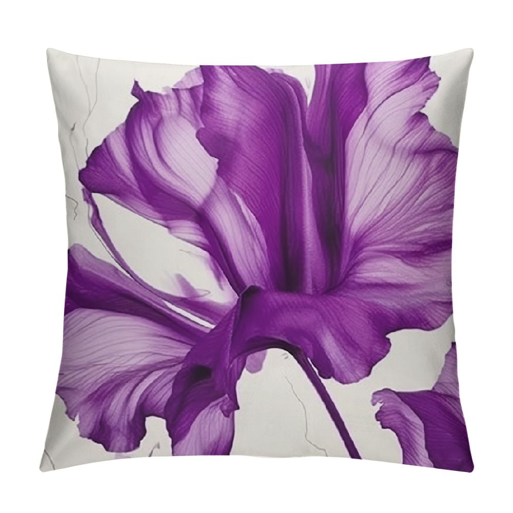 COMIO Summer Floral Throw Pillow Cover Purple Tulip Flower Pillow ...