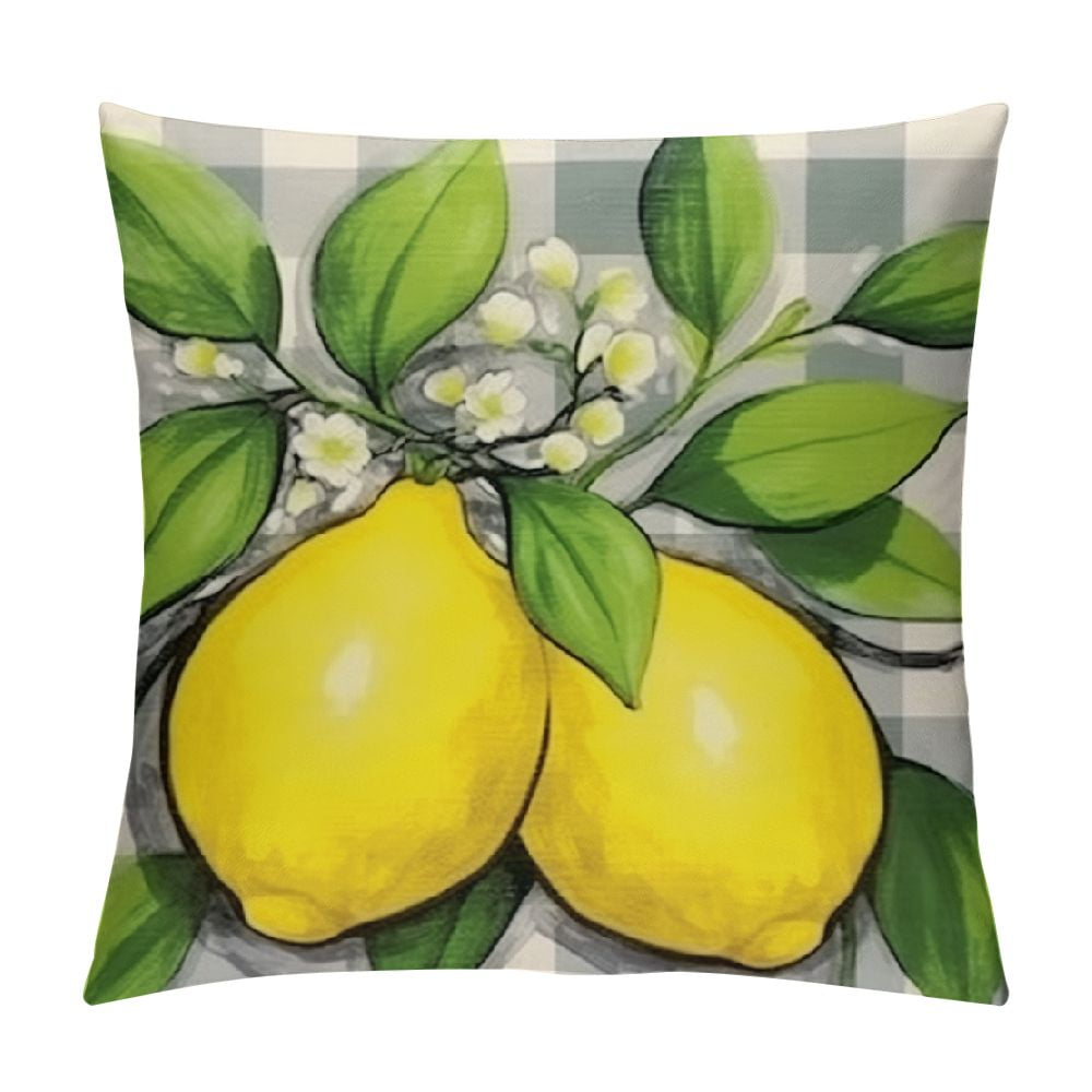 COMIO Summer Lemon Buffalo Plaid Throw Pillow Covers, Home Sweet Home ...