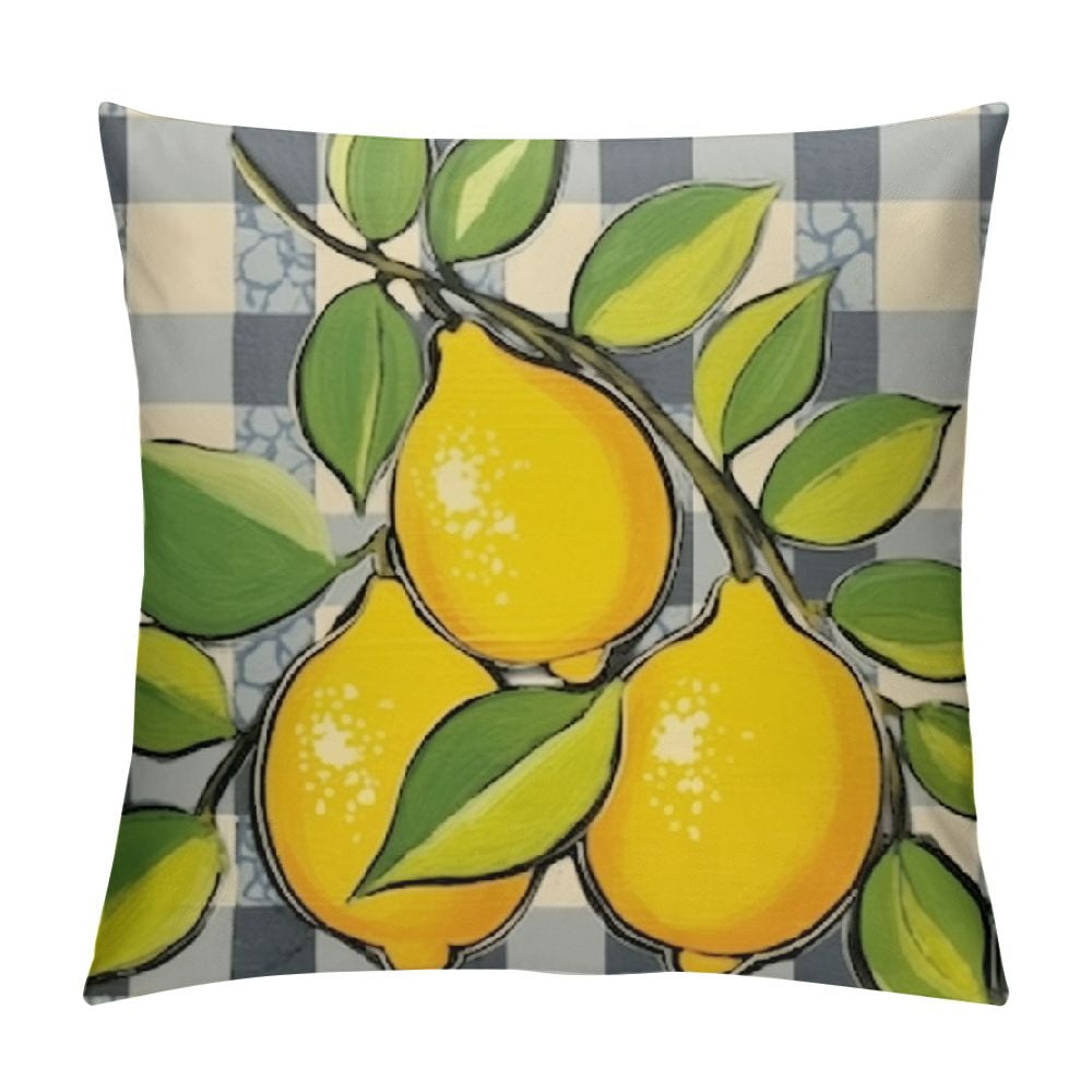 COMIO Summer Lemon Buffalo Plaid Throw Pillow Covers, Home Sweet Home ...