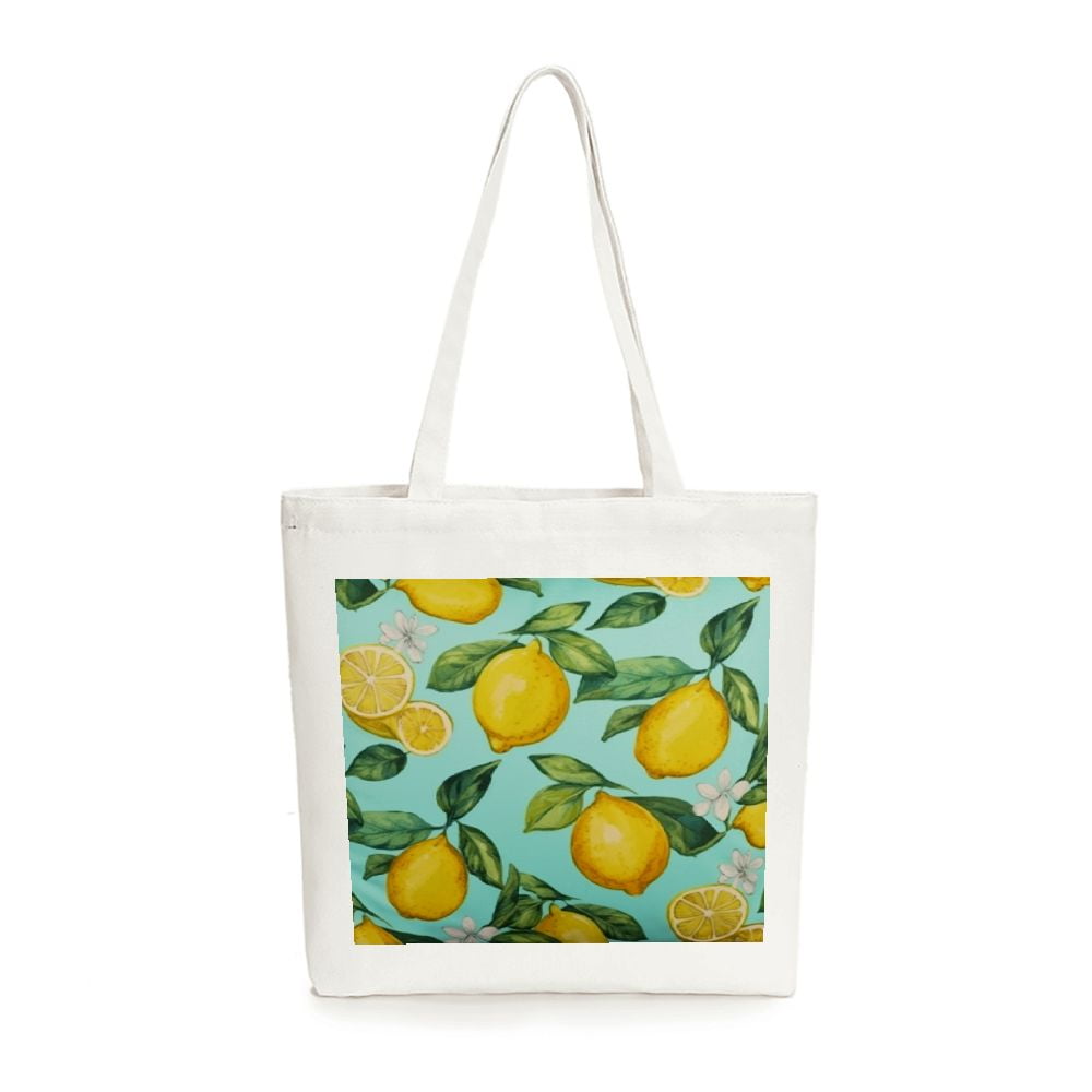 COMIO Summer Lemon Leaves Canvas Tote Bags for Women Girls Work Travel ...
