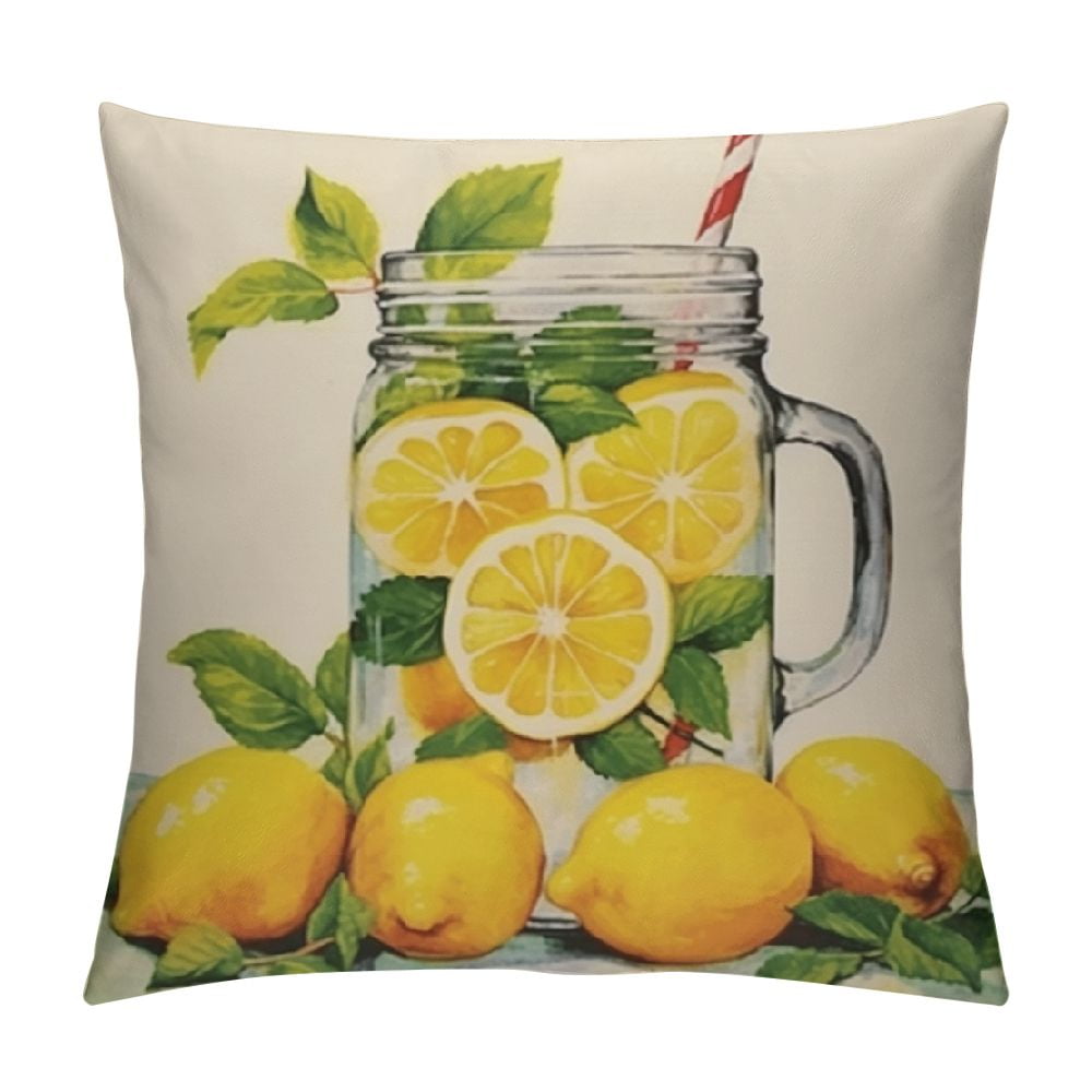 MLJA Summer Lemon Pillow Covers Watercolor Gnome Hello Sunshine Yellow ...