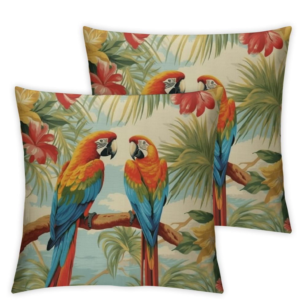 COMIO Summer Pillow Covers Parrots Sea Beach Hawaiian Palm Tree Banana ...
